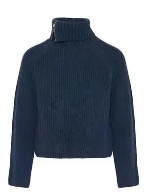 YVES SALOMON Zip Knitted Sweater - Blue