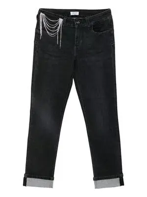 Liu Jo Rhinestone-embellished Straight-leg Jeans - Black
