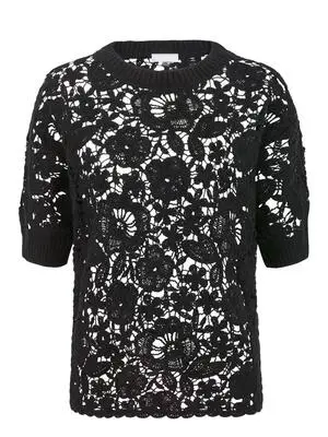 P.a.r.o.s.h Floral Lace T-shirt - Black