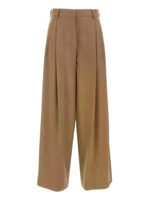 Max Mara Wide Leg Pleated Trousers - Brown