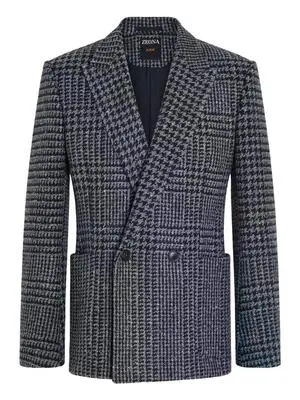 Zegna Houndstooth Double-breasted Blazer - Black