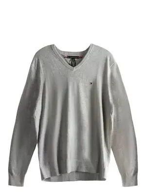 Tommy Hilfiger V-neck Long Sleeve Sweater - Grey