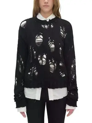 ANN DEMEULEMEESTER Open-knit Sweater - Black