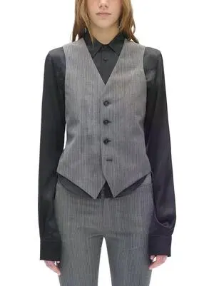 ANN DEMEULEMEESTER Pinstripe Waistcoat - 083 Grey