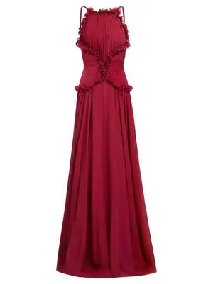 Elie Saab Silk Maxi Dress - Red