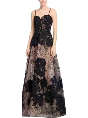 Elie Saab Bead-embellished Gown - Black