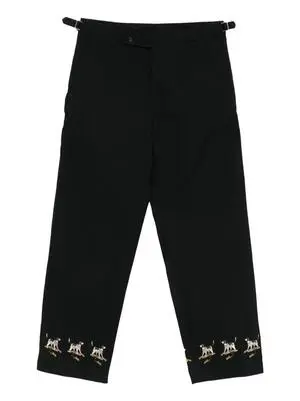 BODE Embroidered Side-buckle Pants - Black
