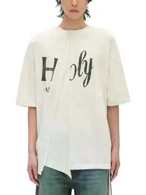 ANN DEMEULEMEESTER Asymmetric Cotton T-shirt - Neutrals