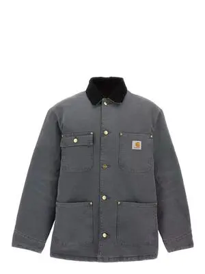 Carhartt Work In Progress Corduroy-collar Patch-pocket Jacket - Grey