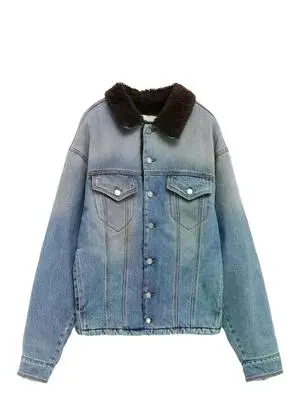 ERL Shearling Collar Pocket Jacket - Blue