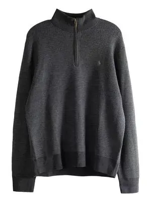 Ralph Lauren Knit Quarter Zip Mock Neck Pullover - Grey