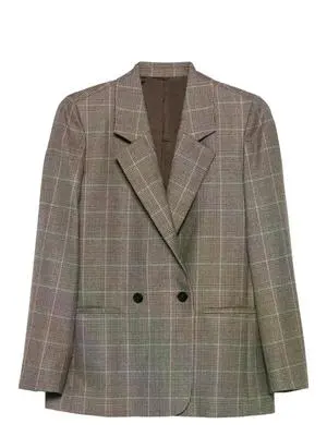 Eric Bompard Checked Double-breasted Blazer - Brown