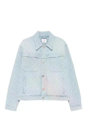 Casablanca Monogram-patterned Button-up Jacket - Blue