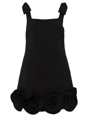 SELF-PORTRAIT Floral-appliqué Mini Dress - Black