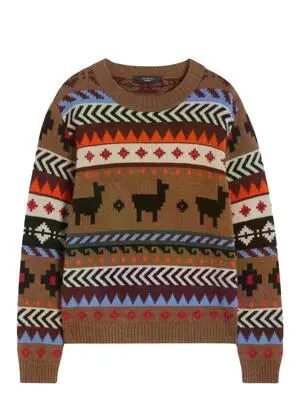 Max Mara Llama-pattern Crew-neck Sweater - Brown