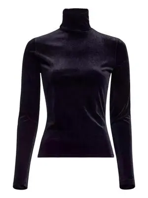 Elie Saab Velvet Long-sleeve Top - Black