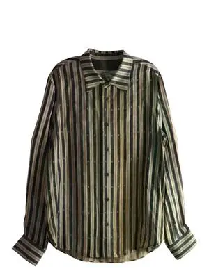 ZIGGY CHEN Striped Buttoned Shirt - Green