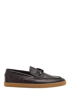 CHRISTIAN LOUBOUTIN Chambeliboat Lizard-Effect Loafers Cafe