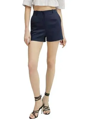 Patrizia Pepe Logo-plaque High-waisted Shorts - Blue