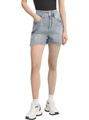 Armani Exchange Logo-patch Denim Mini Shorts - Blue