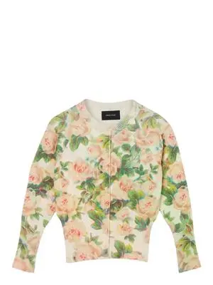 Simone Rocha Floral-print Knit Cardigan - Pink