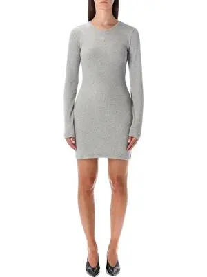 MARINE SERRE Long-sleeve Mini Dress With Logo - Grey