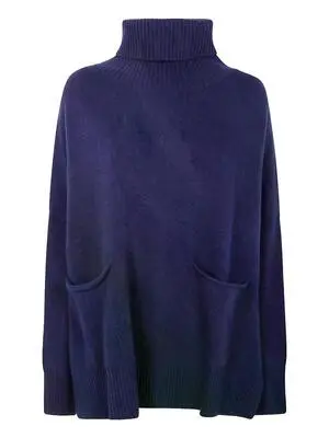 MA'RY'YA Two-pocket Roll-neck Sweater - Blue