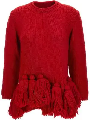Comme Des Garçons Tassel-detail Fringed Sweater - Red