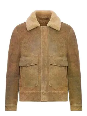 SALVATORE SANTORO Shearling-collar Leather Jacket - Brown