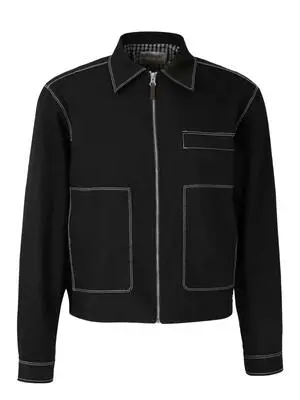 CARRER Bay Contrast-stitch Shirt Jacket - Black