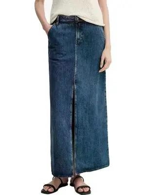 G-star Raw Logo-patch Denim Maxi Skirt - Blue