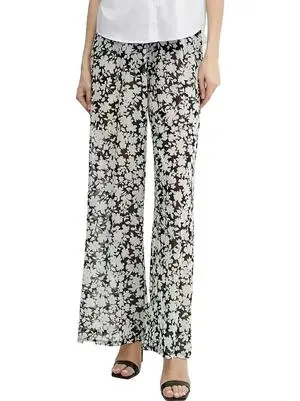 Michael Kors Floral-print Wide-leg Trousers - Black
