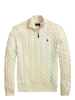Polo Ralph Lauren Cable-knit Quarter-zip Sweater - Neutrals