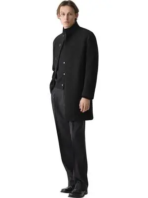 Theory Belvin Textured Wool-blend Melton Coat - Black