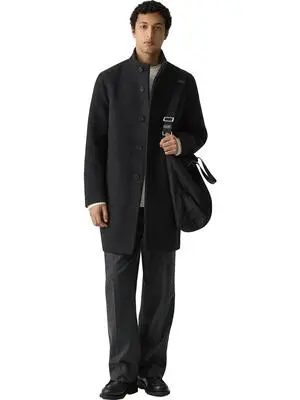 Theory Belvin Textured Wool-blend Melton Coat - Charcoal Melange