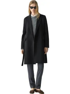 Theory Belted Double-face Wool-cashmere Coat - Black