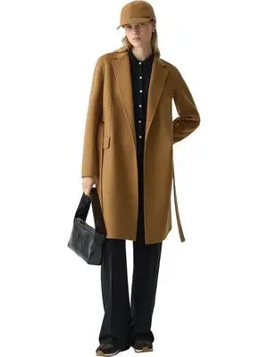 Theory Belted Double-face Wool-cashmere Coat - Wood