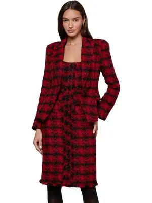 L'Agence Kaisley Tweed Blazer - Red Black Houndstooth