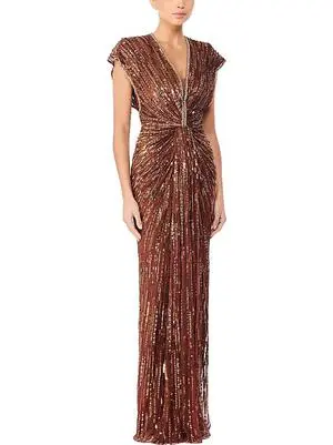 Jenny Packham Zola Sequin-embellished Maxi Dress - Bronze