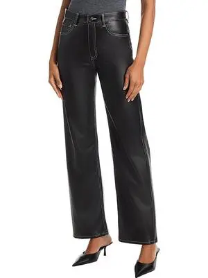 Rag & Bone Shea High-rise Faux Leather Straight Leg Jeans - Black