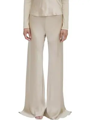 Rosetta Getty Silk Wide Leg Pants Champagne