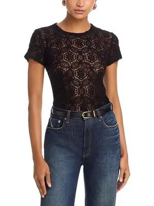 FRAME Lace Tee - Black