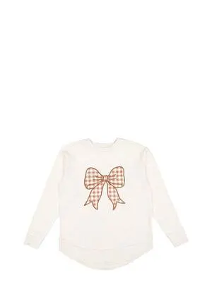 SWEET WINK Gingham Bow Patch Sweatshirt - Natural