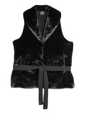 Echo Shawl Collar Faux Fur Vest - Black