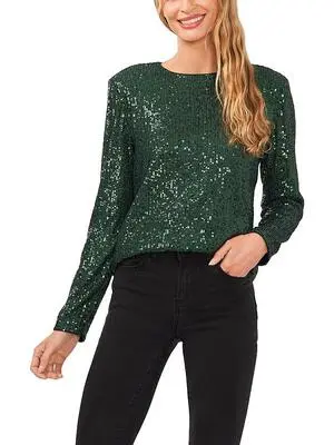 CECE DUPRAZ Long Sleeve Crewneck Top Alpine Green