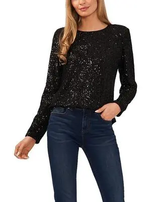 CECE DUPRAZ Long Sleeve Crewneck Top - Rich Black