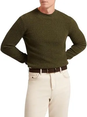 Ted Baker London Long Sleeve Waffle Stitch Crew - Olive