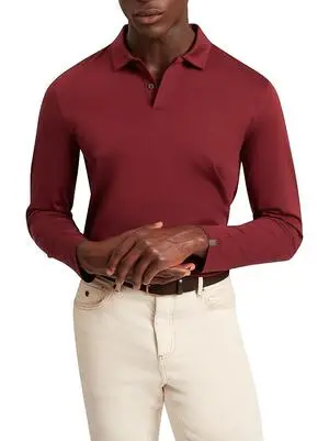 Ted Baker London Ignac Long Sleeve Regular Soft Touch Cotton Polo - Maroon