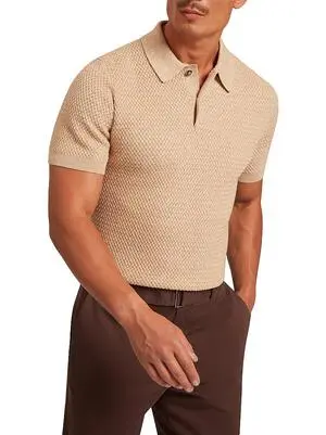 Ted Baker London Janko Textured Knit Polo - Camel