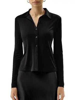 Lilysilk Basic Slim Silk Jersey Shirt - Black